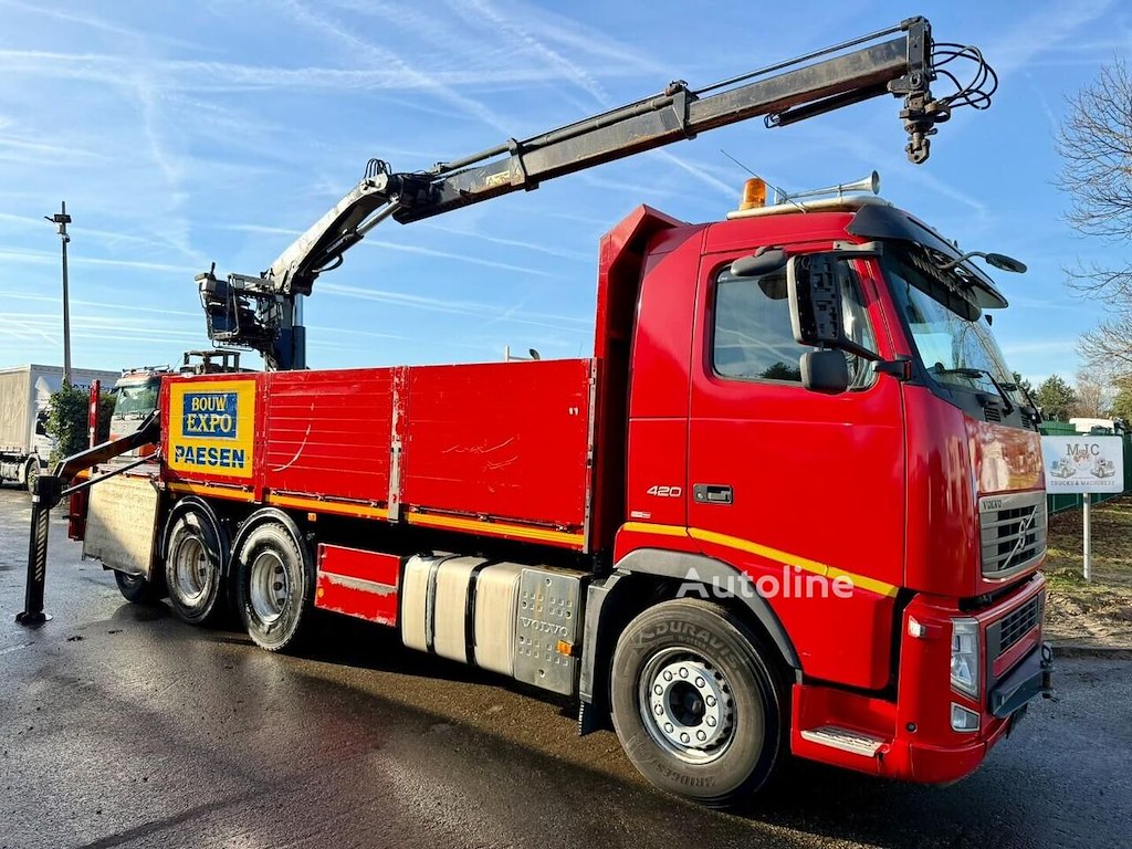 Volvo FH 420 8x4 TRIDEM + CRANE HIAB ROLLER 130 R - PLATFORM 8m - LIFT kamion s ravnom platformom