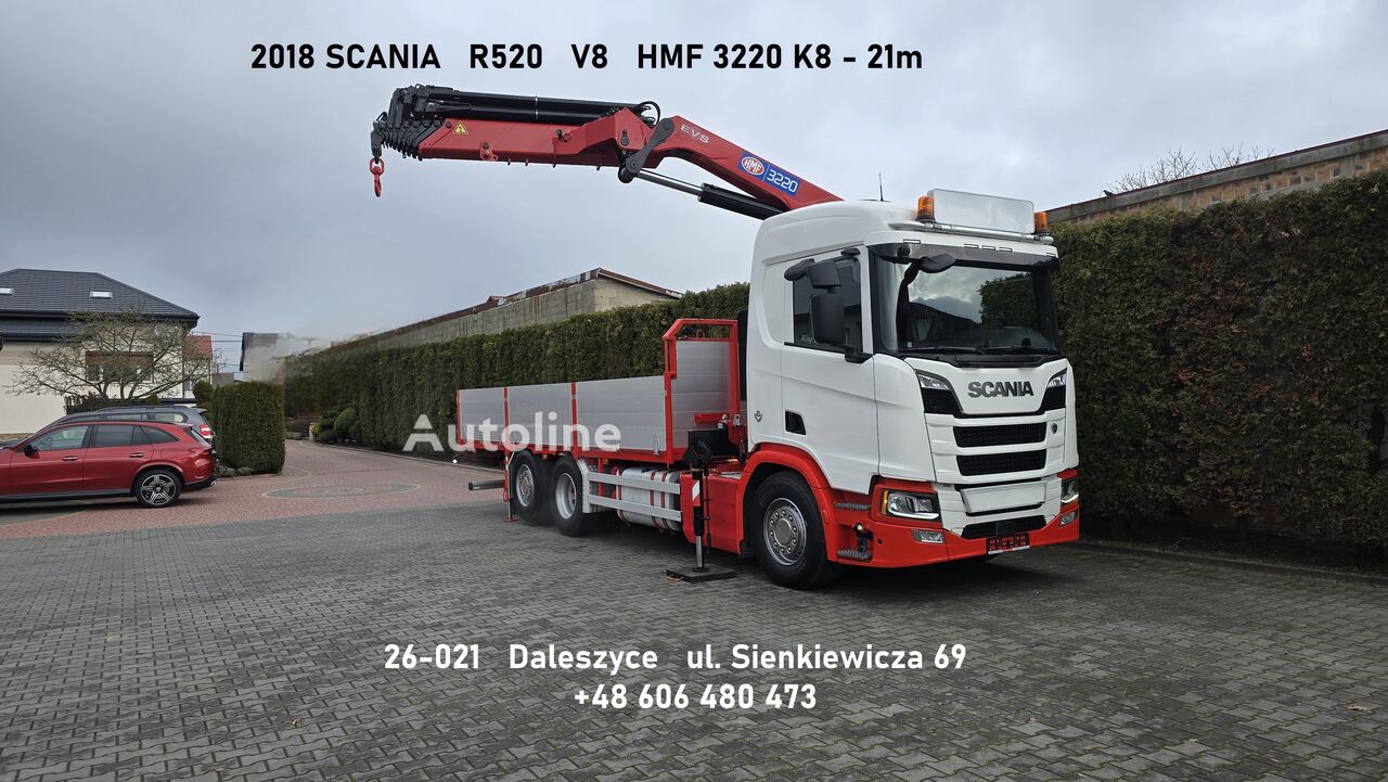 Scania R520 V8 6x2 HMF 3220K8 kamion s ravnom platformom