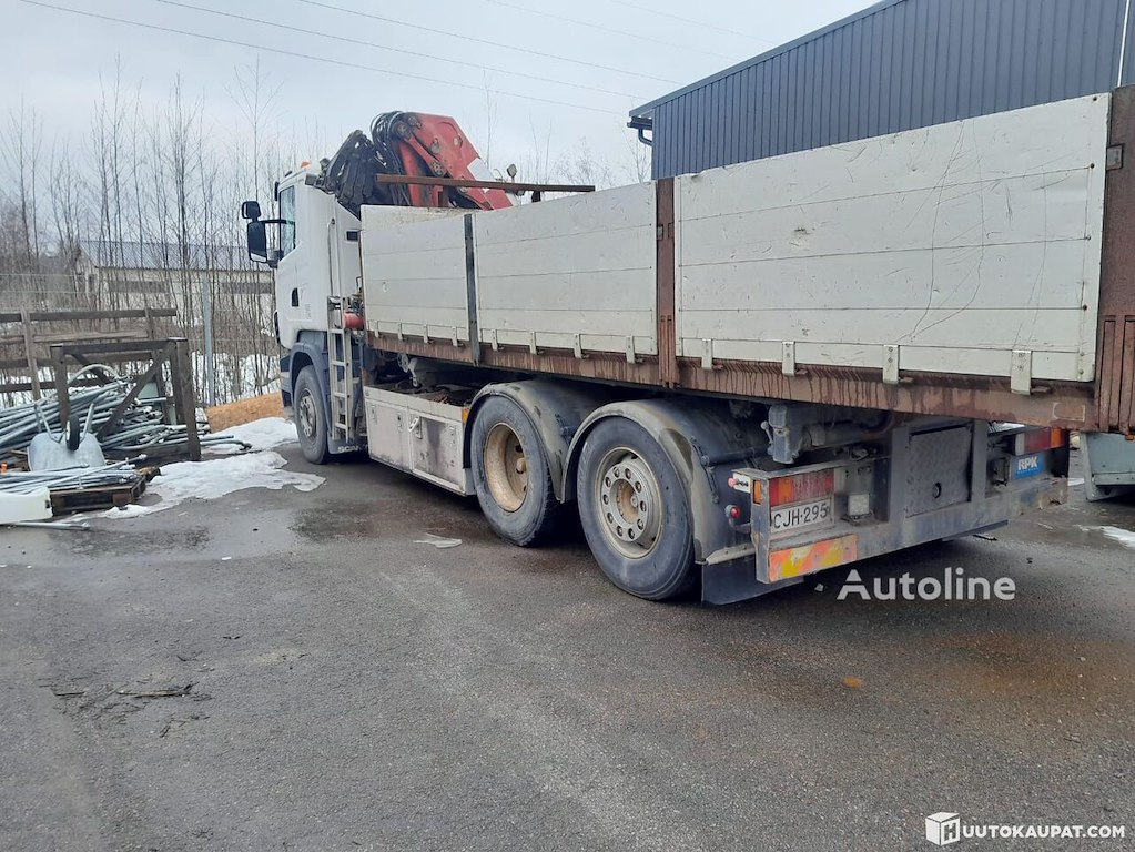 Prodaje se Scania R340, 2006, Kajaani Swap-body unit and crane kamion s ravnom platformom na aukciji
