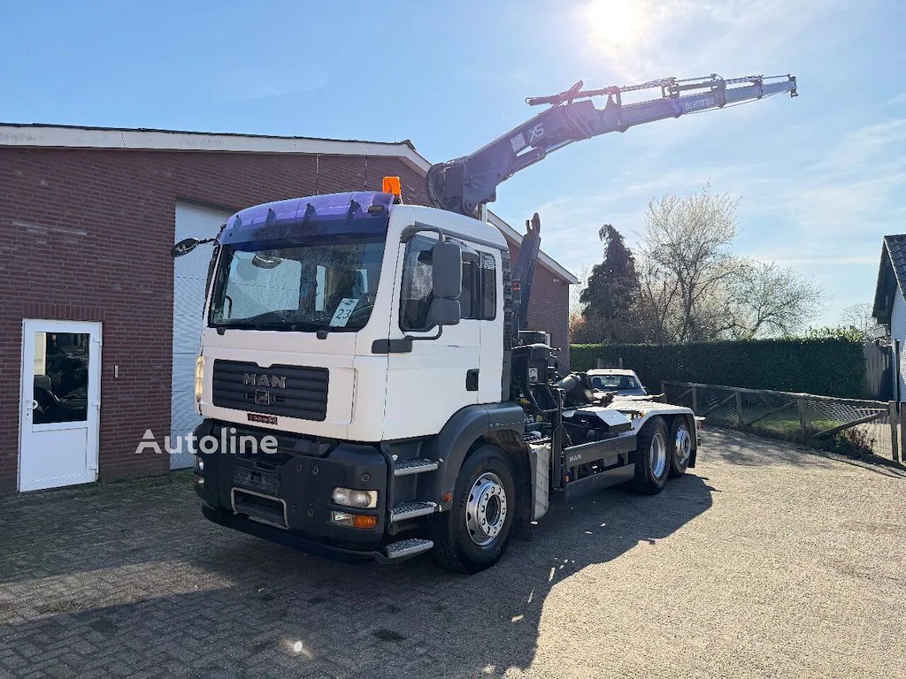 MAN TGA 26.350 / 6X2 / Meiller Haaksysteem 20 Tons / HIAB 144 DS-4 H kamion rol kiper