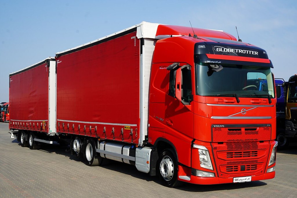 Volvo FH 460 / ZESTAW TANDEM / 120 M3 / PRZEJAZDOWY / I-SAVE / I-PARK kamion sa klizna zavesa cerada + prikolica sa kliznom ceradom