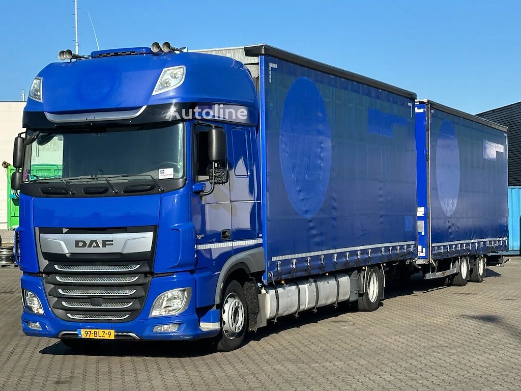 DAF XF 480 SSC Mega Volume Combi 115m3 / Doorlaadsysteem / Full Air kamion sa klizna zavesa cerada + prikolica sa kliznom ceradom