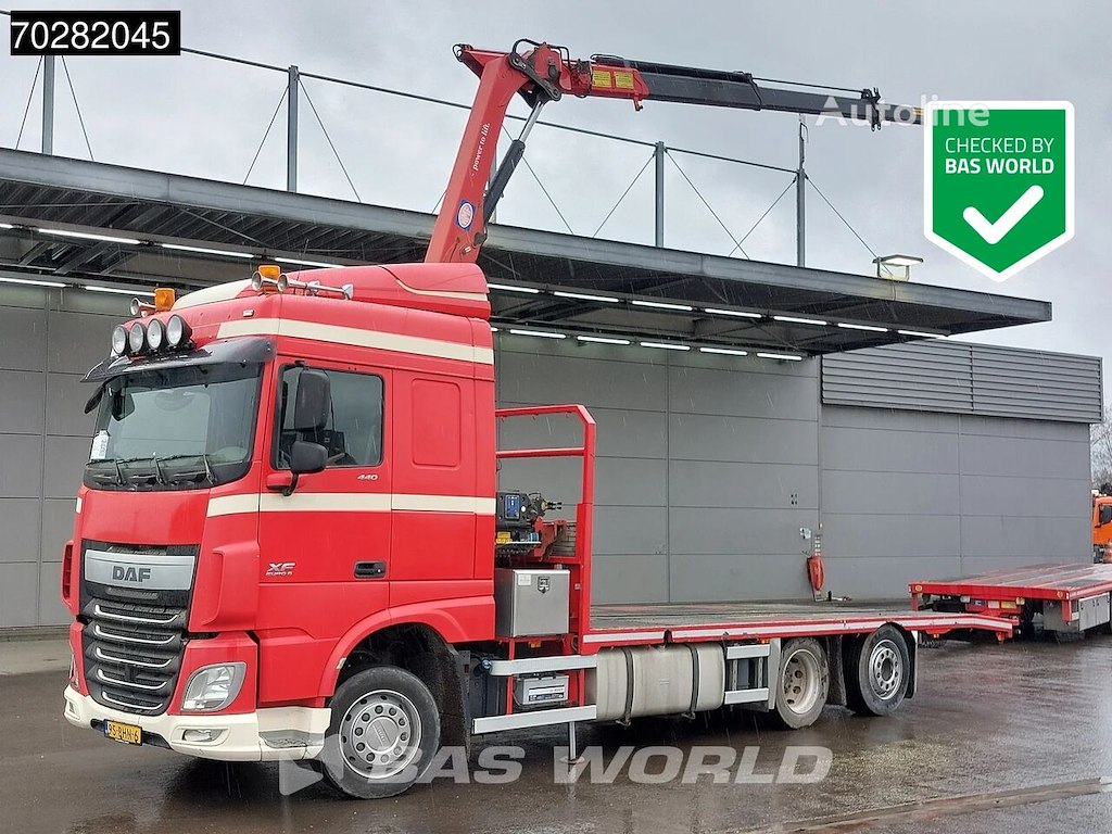 DAF XF 440 6X2 NL-Truck Transporter HMF 900-K2 Kran Winch Lift-Lenka kamion platforma