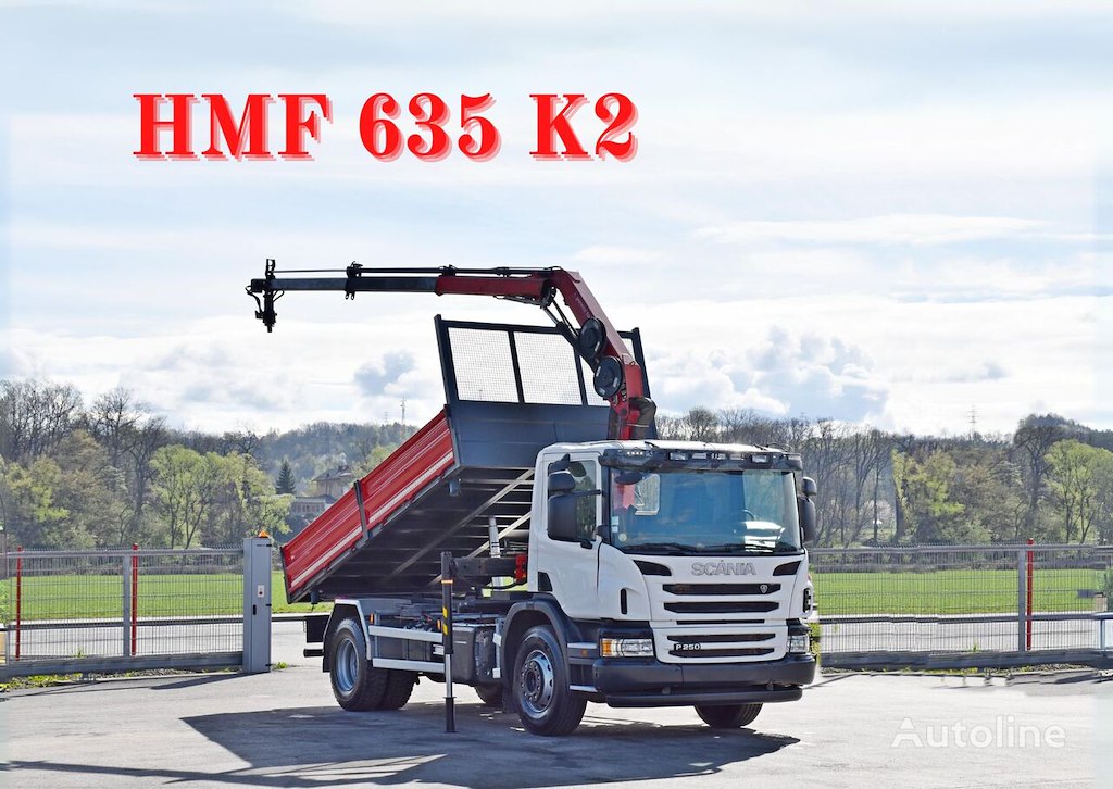 Scania P 250* Kipper 4,75m * HMF 635 K2 + FUNK * TOPZUSTAND kamion kiper < 3.5t