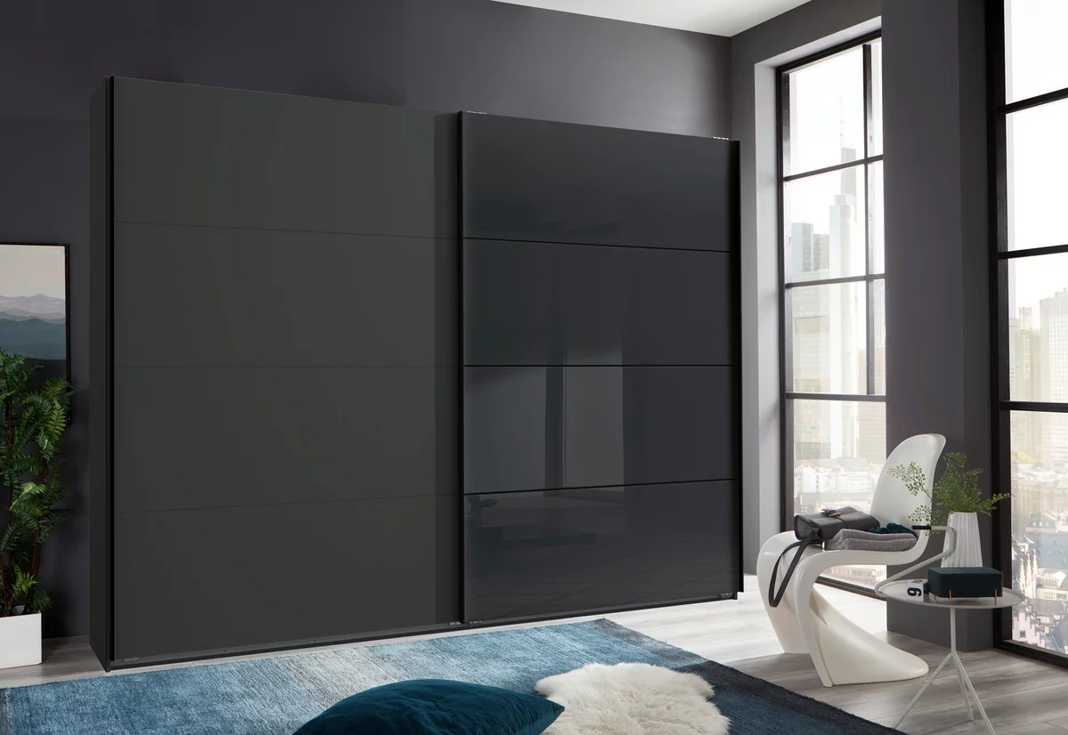 Carryhome ORMAR - VISEĆA KLIZNA VRATA grafitno siva, crna 270/210/65 cm