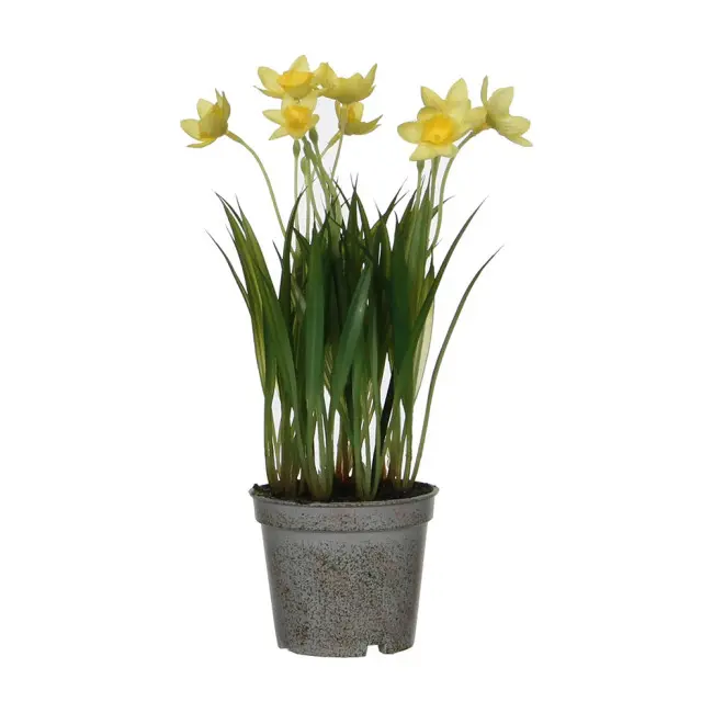 Narcis veštački cvet u plastičnoj saksiji, žuti – h26 × d8,5 cm