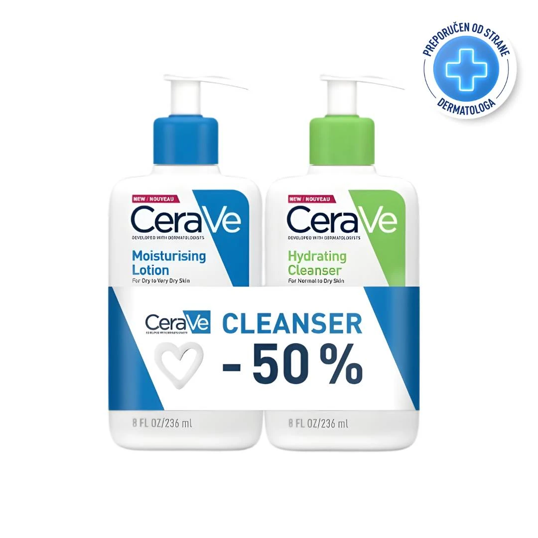 CeraVe® PROMO Hidratantni Losion za Lice i Telo 236 mL i Hidratantna Emulzija za Umivanje i Kupanje 236 mL