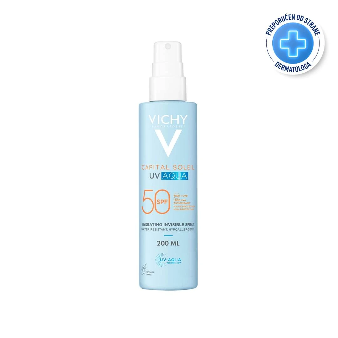 VICHY CAPITAL SOLEIL UV AQUA Nevidljivi Hidratantni Sprej za Zaštitu od Sunca SPF50 200 mL