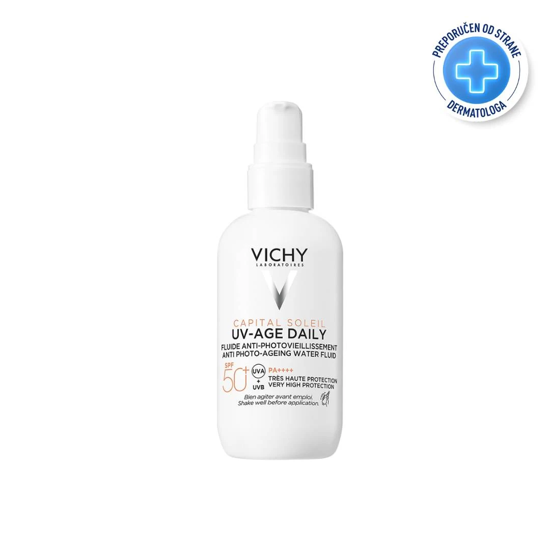 VICHY CAPITAL SOLEIL UV-AGE Dnevni Fluid SPF 50+ Protiv Fotostarenja Kože 80 mL