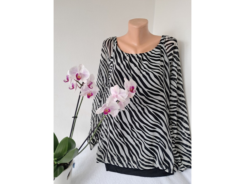 Bluza sa zebra dezenom vezivanje pozadi vel XL
