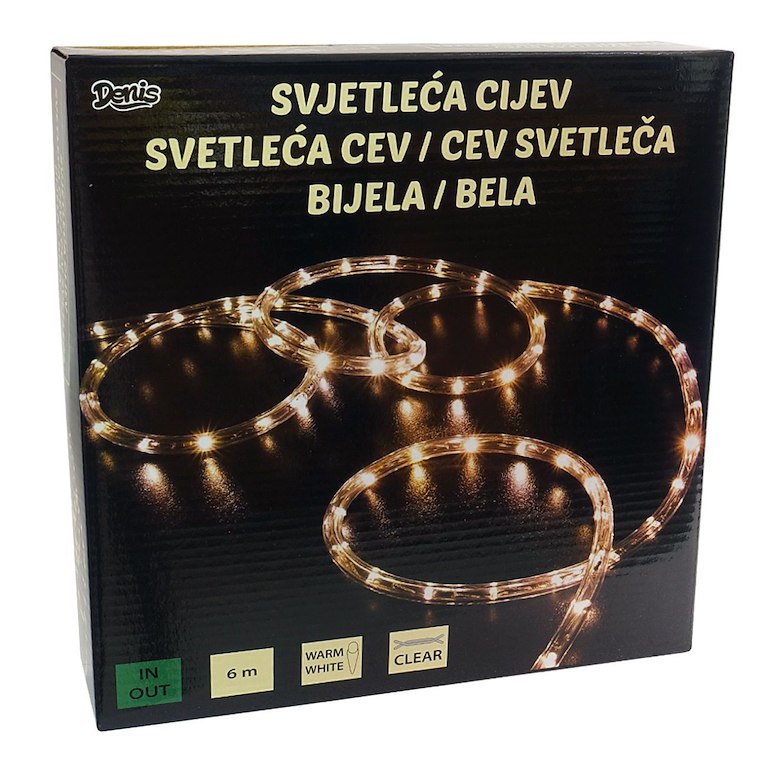 LED svetlosna cev 6 m, belo toplo svetlo