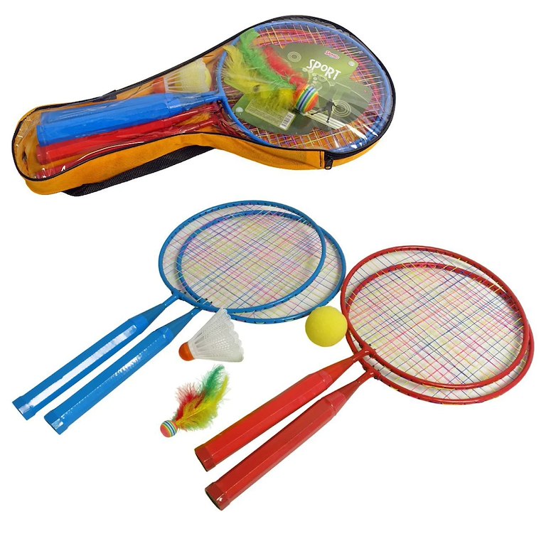 Set za badminton od 4 mini reketa i 3 vrste loptica