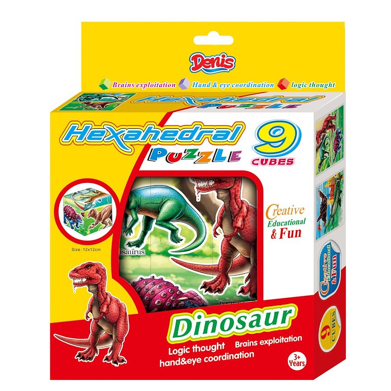 Puzzle / Slagalica Dinosauri, 9 kocki