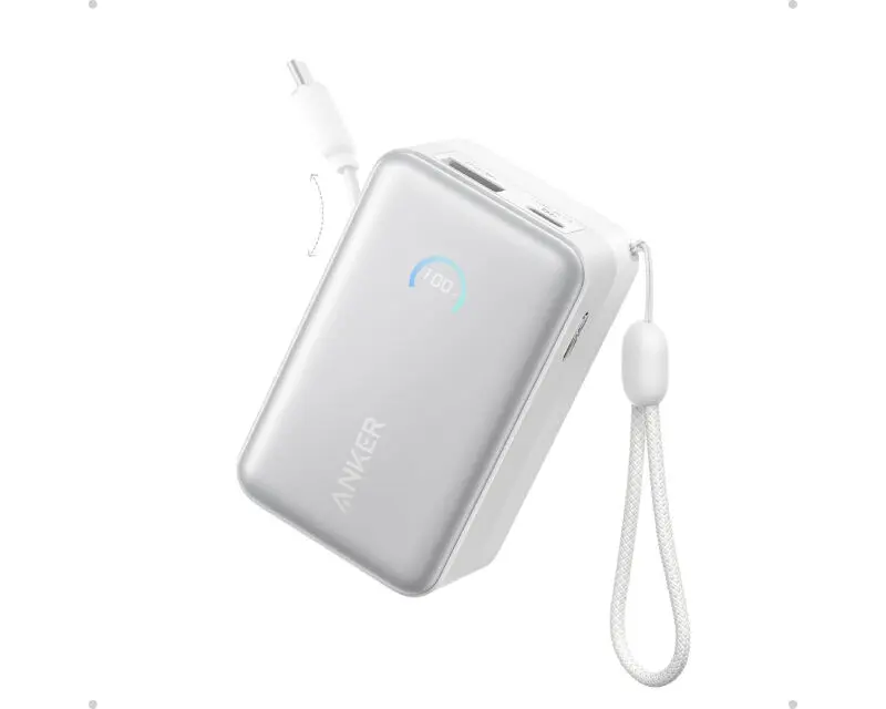 Anker Power bank Nano 10K, 45W, USB-C kabl, bela
