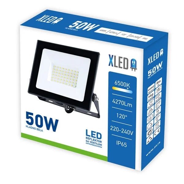 XLED 50W LED reflektor sa ventilom, 6500K,4270,IP65,AC220-240V,crni