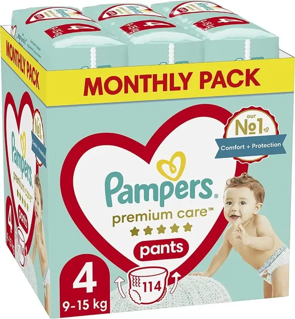Pampers Pelene Monthly pack Premium Pants, Veličina 4, pakovanje od 114 komada