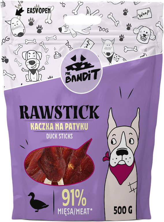 Mr. Bandit Dog Raw Stick duck 500g