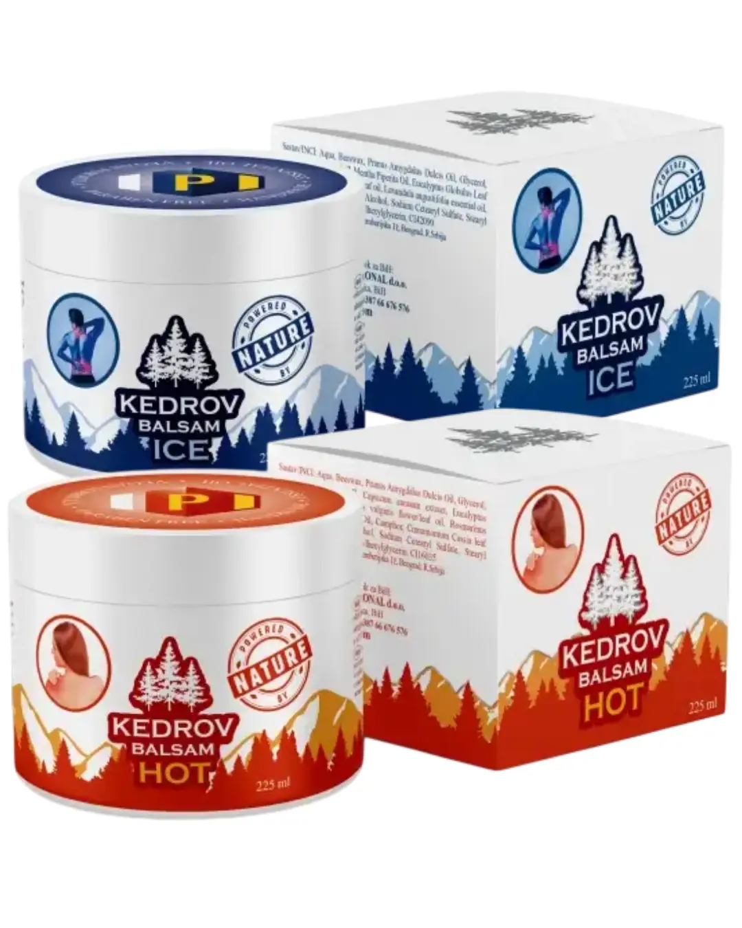 Kedrov Balsam Balzam za zagrevanje Hot i Balzam za hlađenje Ice, 225 ml, 2 komada