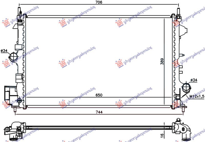 HLADNJAK MOTORA 1.6/1.8i 16V BENZIN (Z16/18XER) (65x40.5) (VALEO)