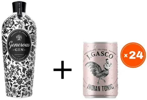 Generous Džin 0.7 + J.Gasco Indian Tonic 0.15l, 24 limenki