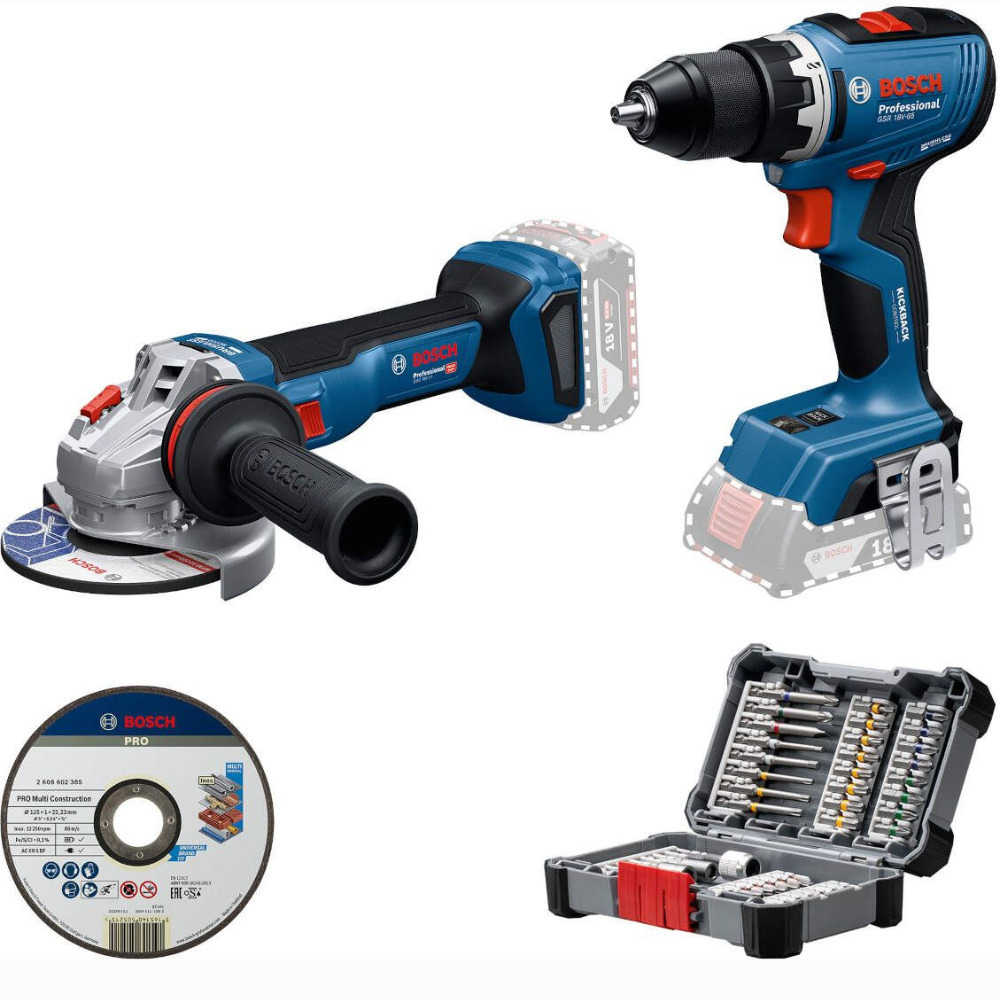 Bosch Professional Kombo set GSR 18V-65 (solo) + GWS 18V-11 (solo) + Pribor 0615A50091ID: EK000838298