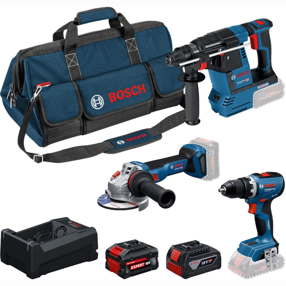 Bosch Professional Kombo set GSR 18V-65 + GBH 18V-26 + GWS 18V-11+ 1x GBA 18V 5,0 + 1x EXBA 18V 5,5Ah + GAL 12V/18V-80 0615A500AJID: EK000838252