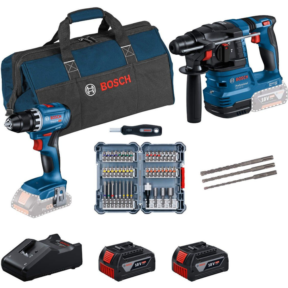 Bosch Professional Kombo set GSR 18V-45 + GBH 18V-22 + ACC sets + 2 x GBA 4.0Ah + GAL 18V-40 + Karton 0615V0003DID: EK000838274