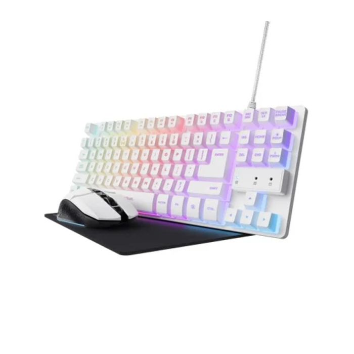 Tastatura + miš + podloga Trust GXT 794W Gaming Bundle White US