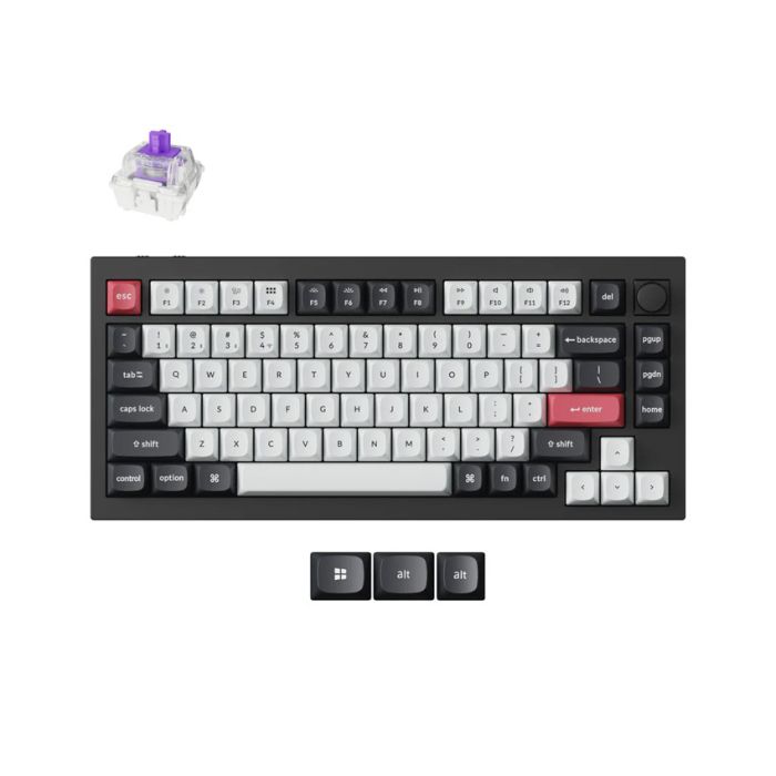 Tastatura Keychron Q1 HE (Q1H-M1) QMK Wireless / 75% / Purple Switch / mehanička / Carbon Black
