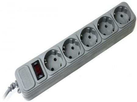 Surge Protection Power strip, 5 sockets, 3m, 16A Automatic Circuit Breaker, Power Switch, Grey