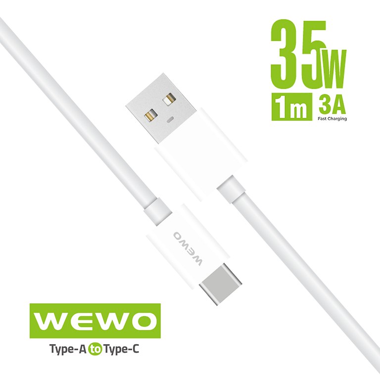 WEWO CA-10 USB DATA KABL FAST 35W/3A TIP C BELI 1M