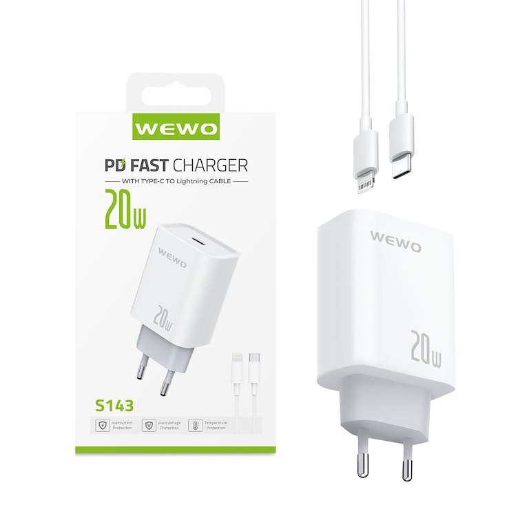 WEWO S143 FAST PD PUNJAČ TIP C NA LIGHTING DATA K