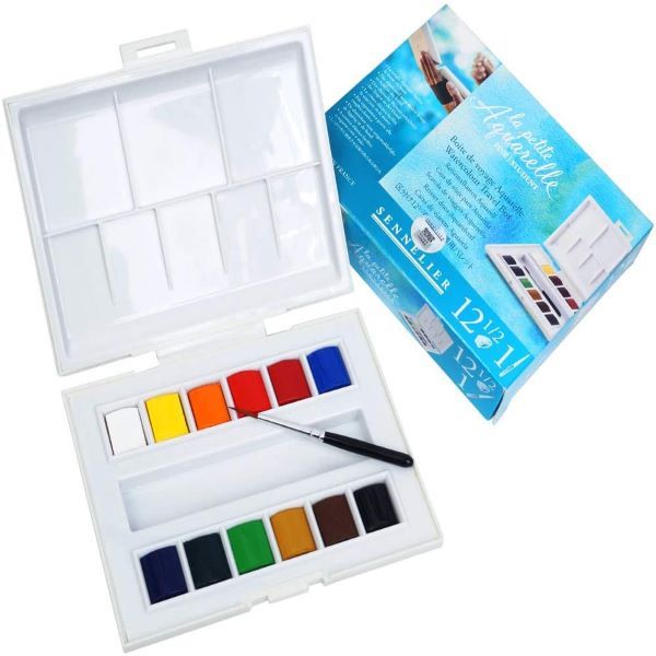 Sennelier La petite aquarelle Travel box containing 12 half pans