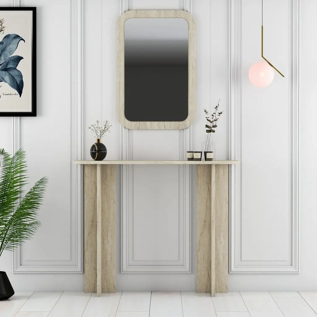 Hanah Home Set konzolni sto i ogledalo Modena Mirror, Bež