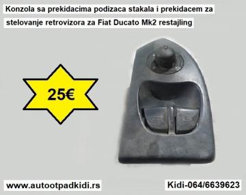 KONZOLA SA PREKIDACIMA PODIZACA STAKALA I PREKIDACEM ZA STELOVANJE RETROVIZORA ZA FIAT DUCATO MK2 RESTAJLING
 FIAT DUCATO MK2 RESTAJLING