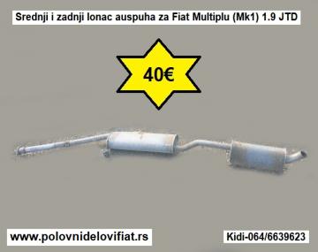 SREDNJI I ZADNJI LONAC AUSPUHA ZA FIAT MULTIPLU (MK1) 1.9 JTD
 FIAT MULTIPLA MK1
