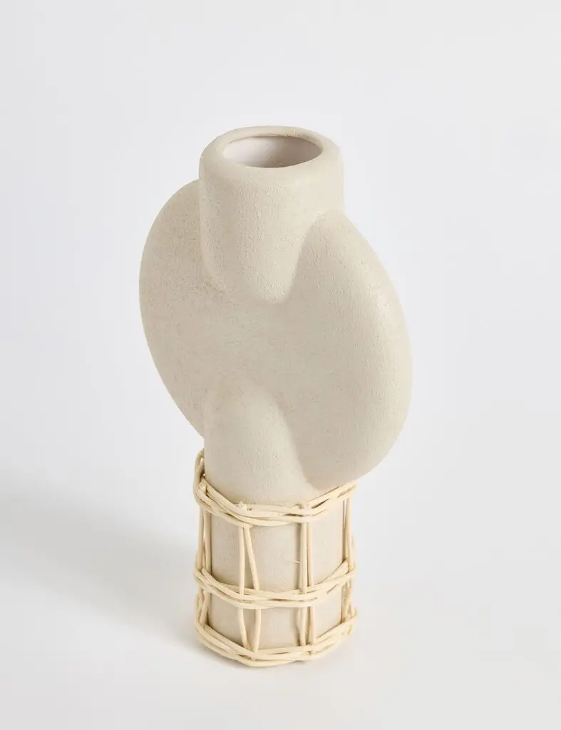 Aberto Design Vaza Cylinder Terracota, 8x28x17 cm, Krem