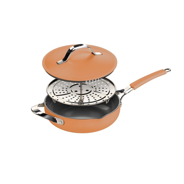 Tiganj za kuvanje na pari, sotiranje i prženje Rosmarino Chef’s Choice All-in-One, 24 cm – terracotta