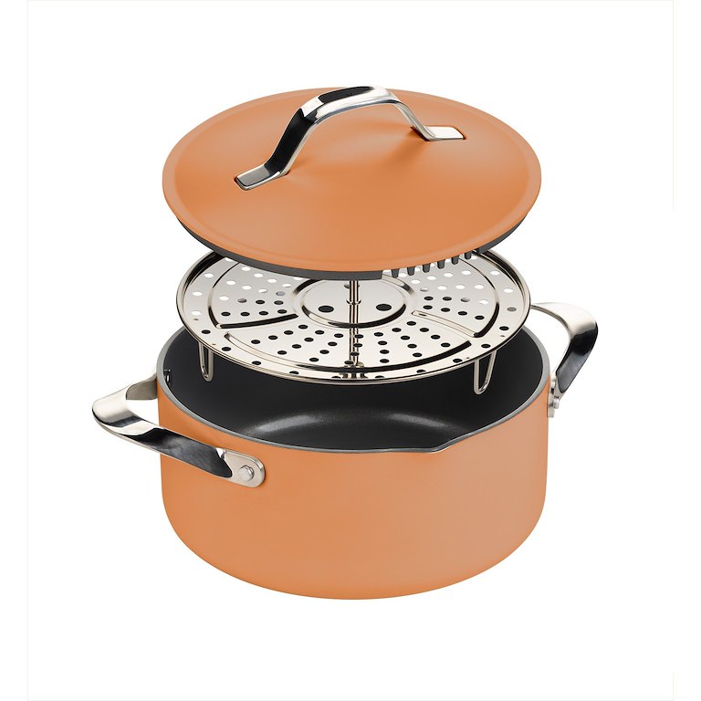 Lonac za kuvanje na pari, dinstanje i prženje Rosmarino Chef's Choice All-in-One, 24 cm – terracotta