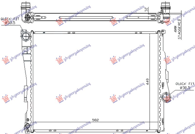 HLADNJAK MOTORA BENZIN/DIZEL (MAN/AUTO) (580x450x26) (LEMLJEN SPOJ) (VALEO) BMW SERIES 3 COMPACT 2001-2005 (E46) (OEM: 1611573, 17119071517)