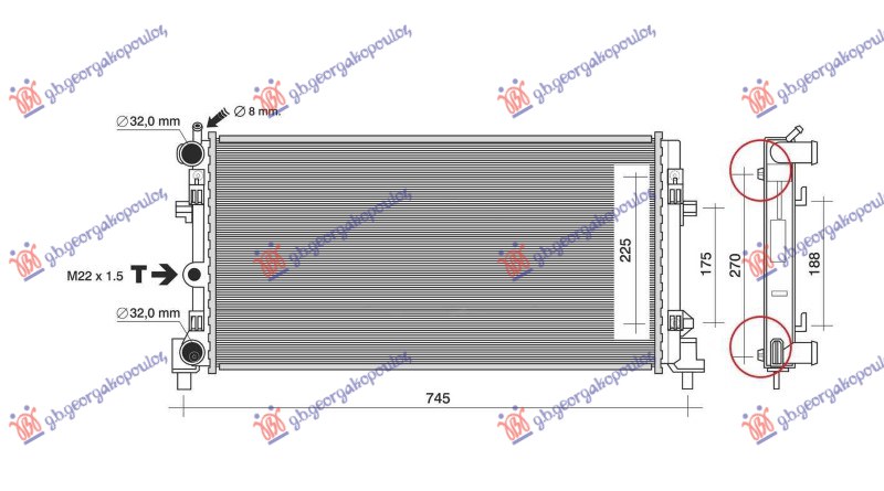 HLADNJAK MOTORA 1.2/1.6 12/16V – 1.2/1.6 TDi (65×34) (VALEO) SKODA FABIA 2007-2010 (542/545) (OEM: 6R0121253L)