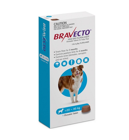 BRAVECTO® TABLETA ZA ŽVAKANJE ZA VELIKE PSE 20-40KG TELESNE TEŽINE
