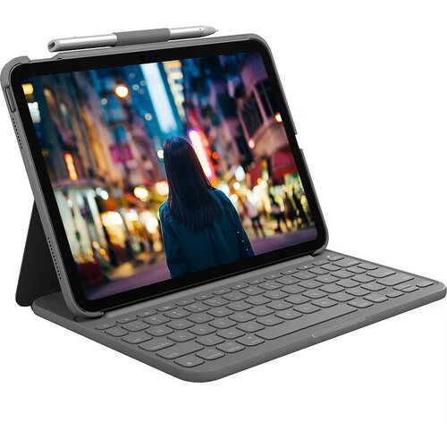Logitech Slim Folio Keyboard Case for iPad (10th gen) - Grey - US