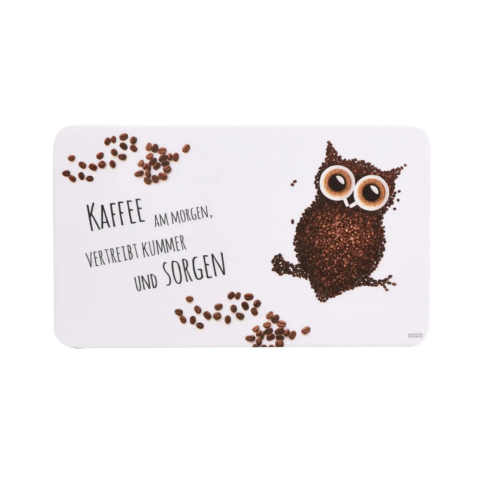 Kesper Dekorativni podmetač za doručak melamin 23,5x14cm coffee owl, Beli