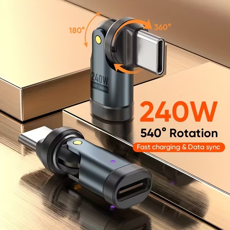 Rotirajući USB-C na USB-C Adapter 240W PD – 540° (180°+360°)