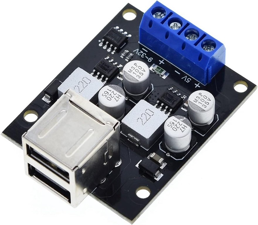DC-DC Step-Down Buck Konverter 9V-32V na 5V Dual USB QC3.0 Brzi Punjač 6A