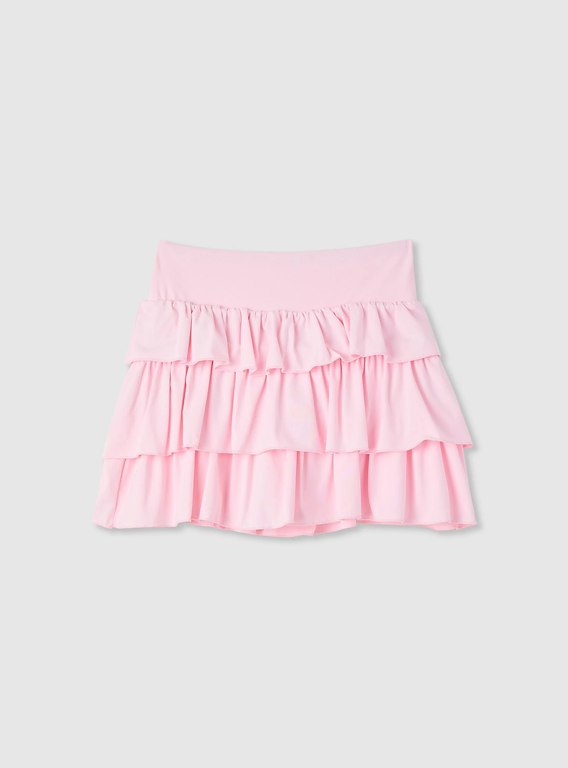 Skort sa volanima u jednoj boji - Roze