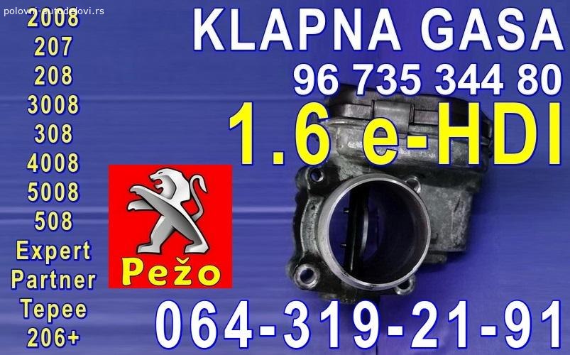 PEŽO 1.6 E-HDI KLAPNA GASA PEUGEOT 96.735.344.80 - 2016 GOD.