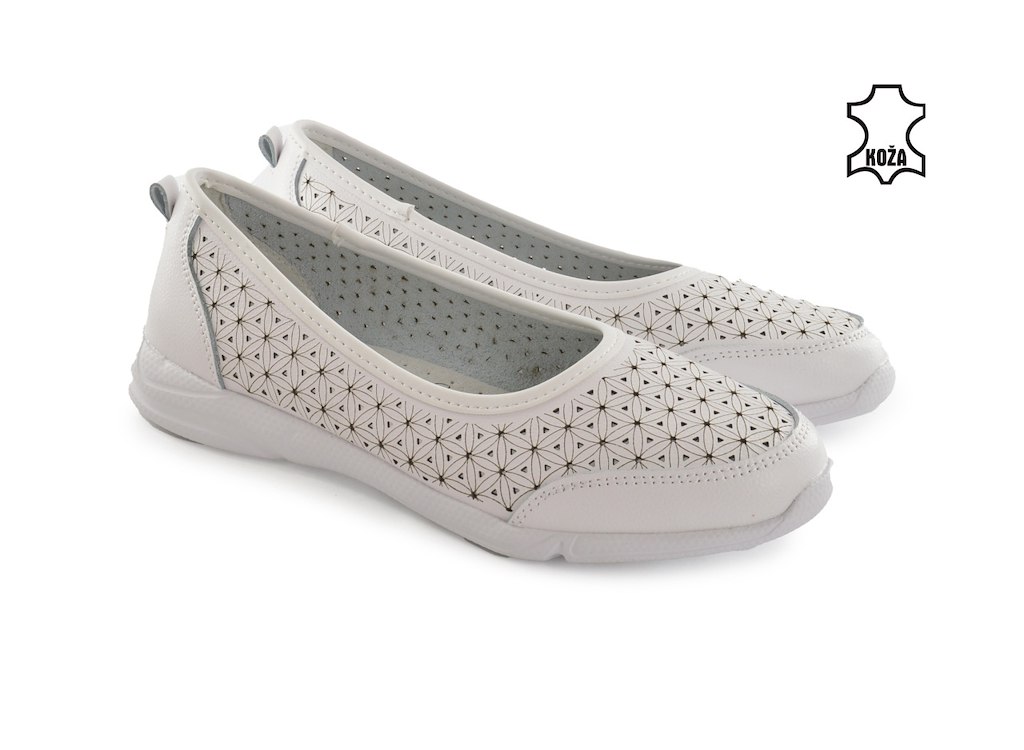Kožne ženske espadrile 25224BL bele
