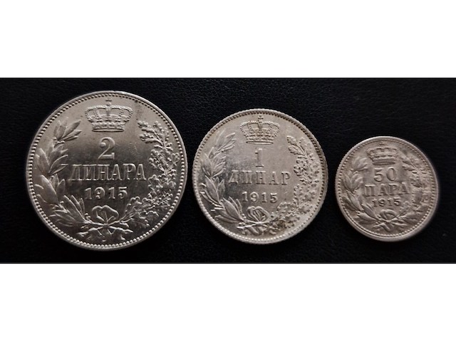 2, 1 dinar i 50 para 1915 Srebro